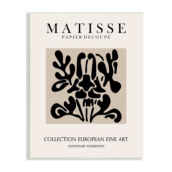 Stupell Home Decor Matisse Black Floral Abstract Plaque Wall Art