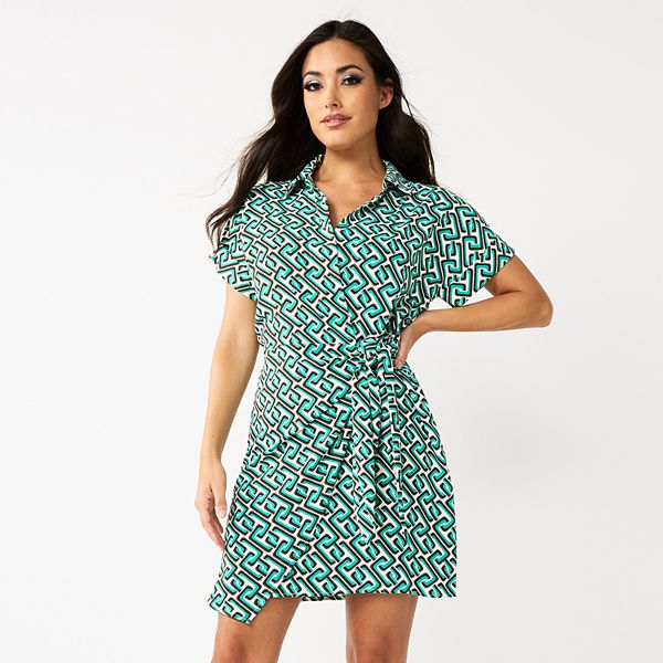 Women's INTEMPO Short Sleeve Faux Wrap Dress