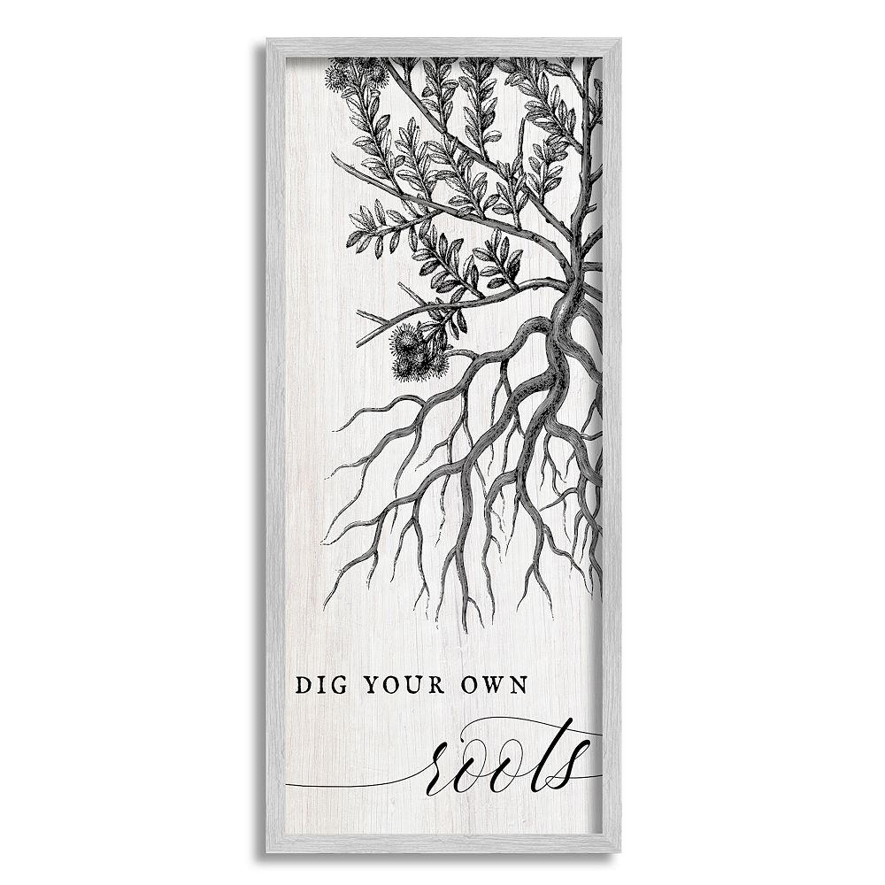 Stupell Home Decor Dig Your Roots Silver Finish Framed Wall Art