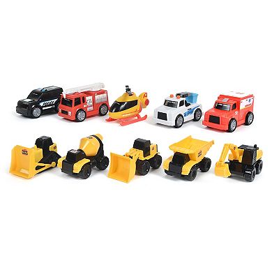 Maxx Action 10-Pack Mini Rescue & Construction Cars & Play Mat Set