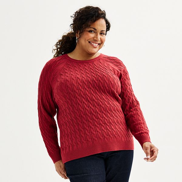 Plus Size Croft & Barrow® The Extra Soft Cabled Crew Neck Sweater