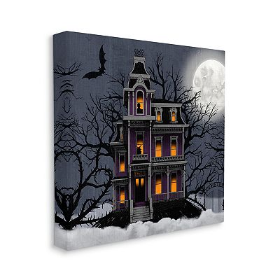 Haunted House Panels Interesting Halloween Canvas Painting, Haunted
