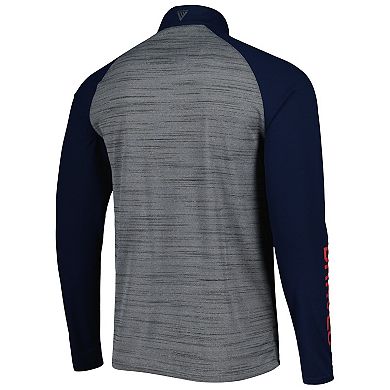 Men's Levelwear Heather Gray Atlanta Braves Vandal Raglan Quarter-Zip Top