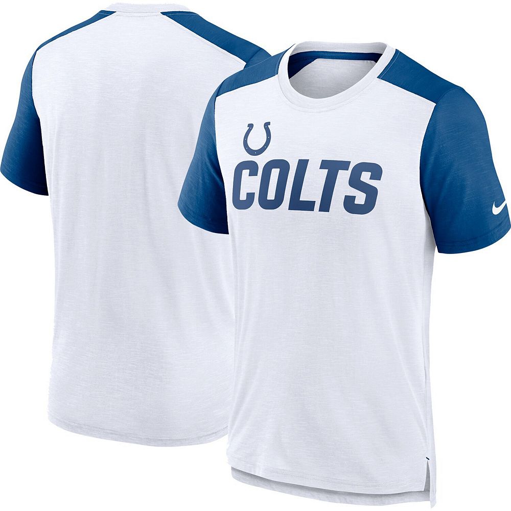 Men's Nike White/Heather Royal Indianapolis Colts Color Block Team Name ...