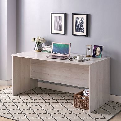 FC Design 60"W Home Office Writing Desk in White Oak Finish