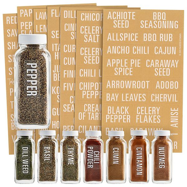 134 Talented Kitchen Spice Jar Labels, Preprinted Bold White Letters On ...