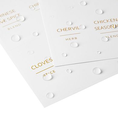 140 Pc Gold Spice Jar Labels, Minimalist Preprinted All Caps on White ...
