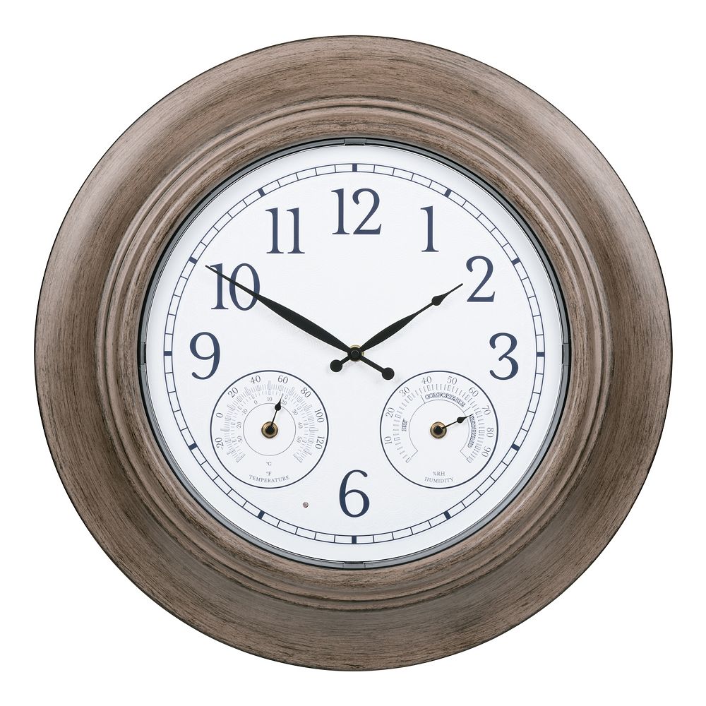 La Crosse Technology 21-in. Indoor / Outdoor Brown Metal Quartz Clock ...