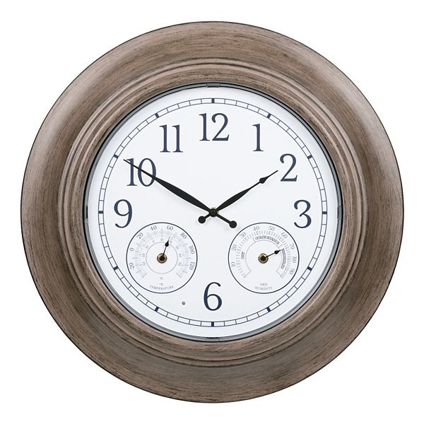La Crosse Technology 21-in. Indoor / Outdoor Brown Metal Quartz Clock ...