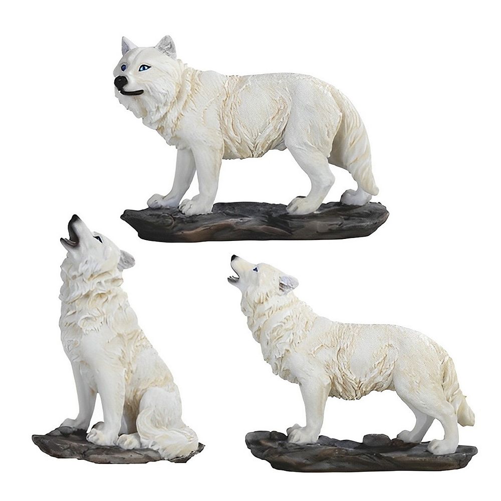 FC Design 3-PC Mini Snow Wolf Figurine Set, 4"H Home Room Decor