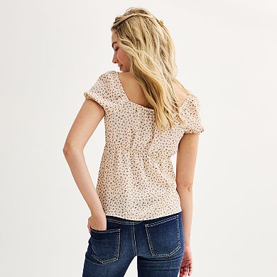 Juniors' SO® Lace Front Cap Sleeve Top