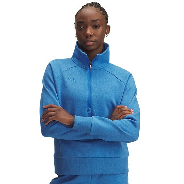 (取寄) アンダーアーマー レディース ライバル フリース 1/2 ジップ Under Armour women Rival Fleece 1/2 Zip Blue Atlantis Light Heather/Blue Atlantis Women's Under Armour Rival Fleece ½ Zip Top