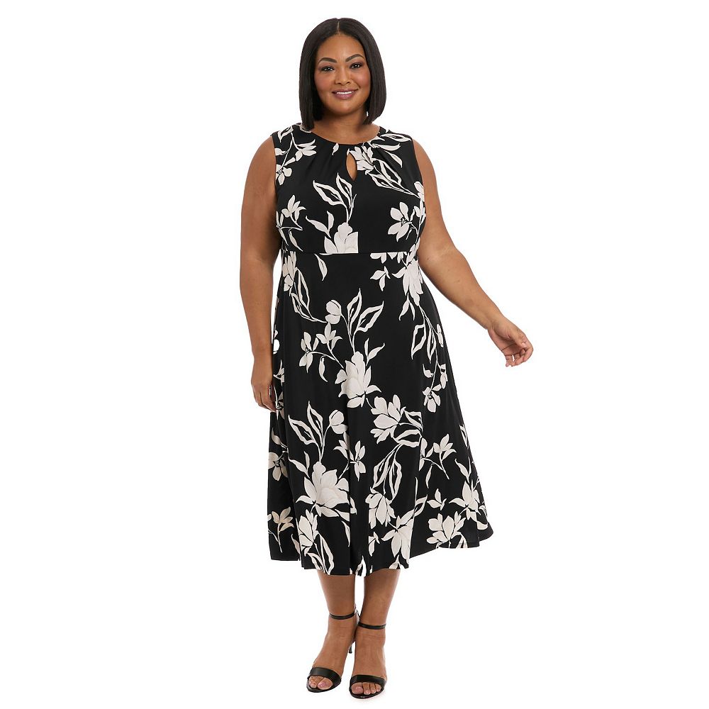 Plus Size London Times Keyhole Midi Dress