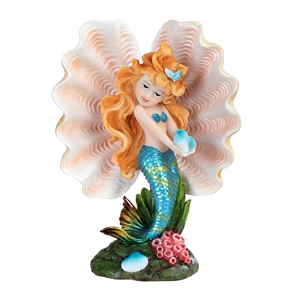 FC Design 6.75"H Blue Tailed Youth Mermaid Girl in Ocean Shell Mergirl ...