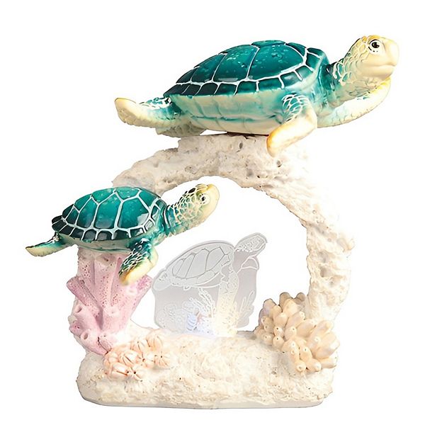 FC Design 6"H LED Blue Sea Turtle with Baby Statue Fantasy Decoration ...