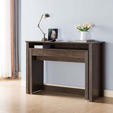 FC Design Sapce-Saving Pull Out Desk with Built-in Outlet and USB ...