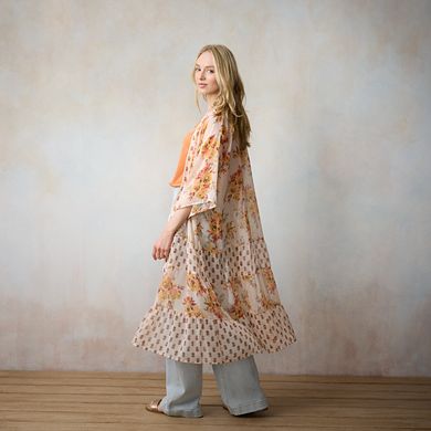 Women's LC Lauren Conrad Tiered Mixed Print Duster