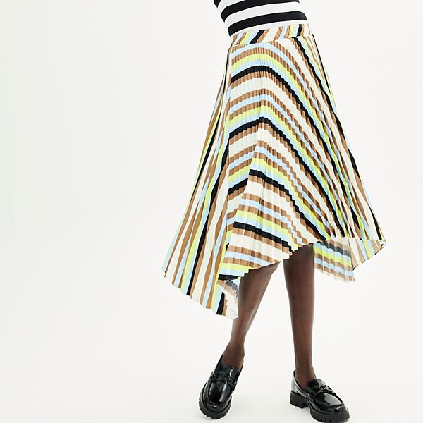 Women's Nine West Pleated Sharkbite Hem Skirt