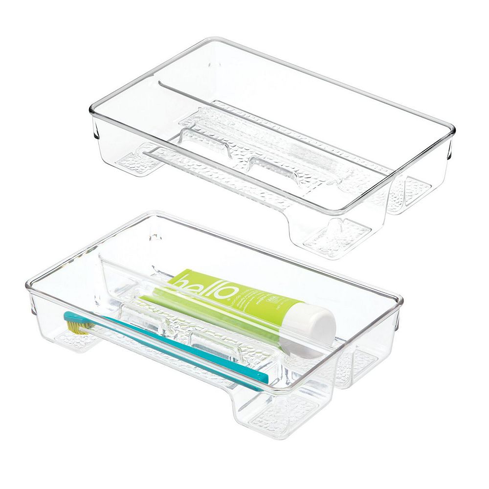 mDesign Plastic Toothbrush Holder, Bathroom Drawer Storage Bin, 2 Pack ...