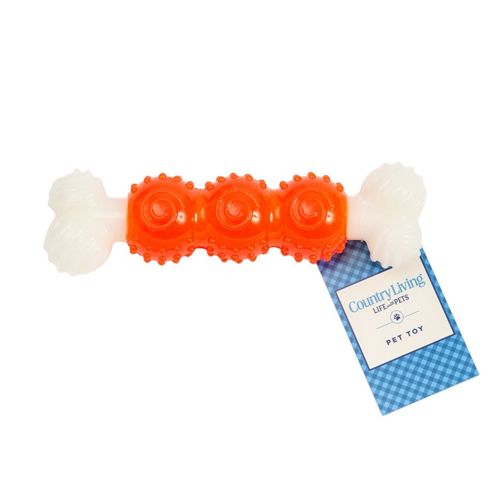 Country Living Bone-a-Treat Dog Chew Toys Durable Bulged Balls Orange