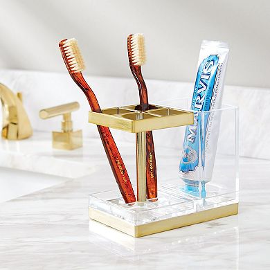 mDesign Plastic Toothbrush/Toothpaste Storage Organizer Holder, Clear ...