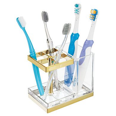 mDesign Plastic Toothbrush/Toothpaste Storage Organizer Holder, Clear ...