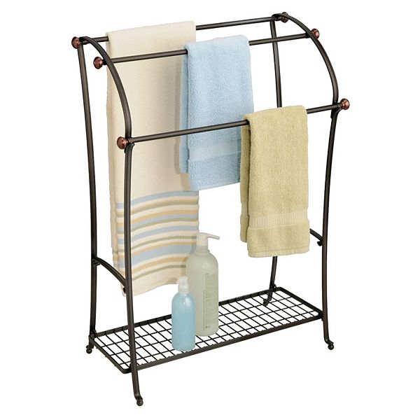 Mdesign Large Freestanding Metal Bathroom 3 Tier Towel Rack Shelf Chrome