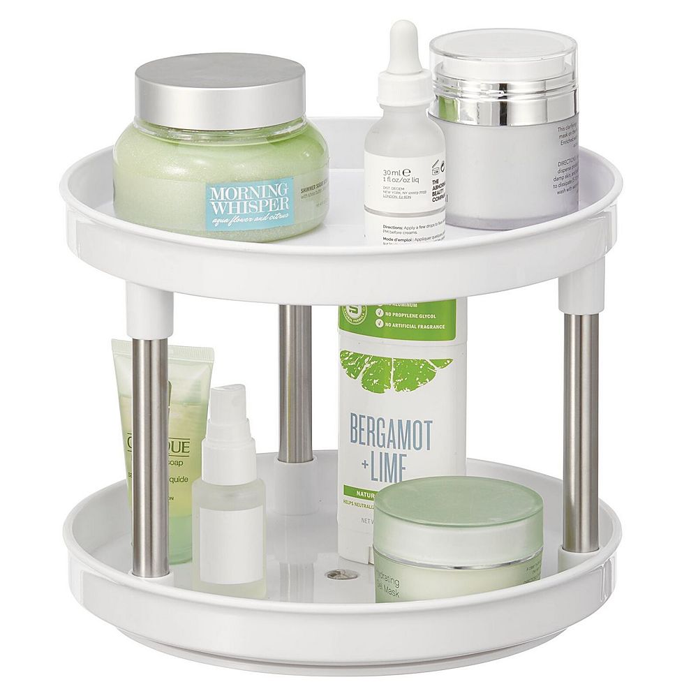 mDesign Spinning 2-Tier Lazy Susan Turntable Storage Tower for Bathroom ...