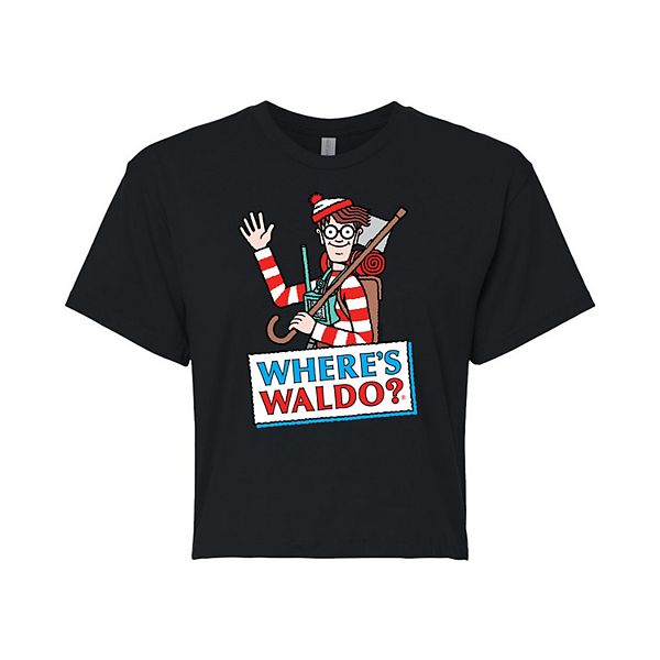 Juniors' Where's Waldo Logo Cropped Tee
