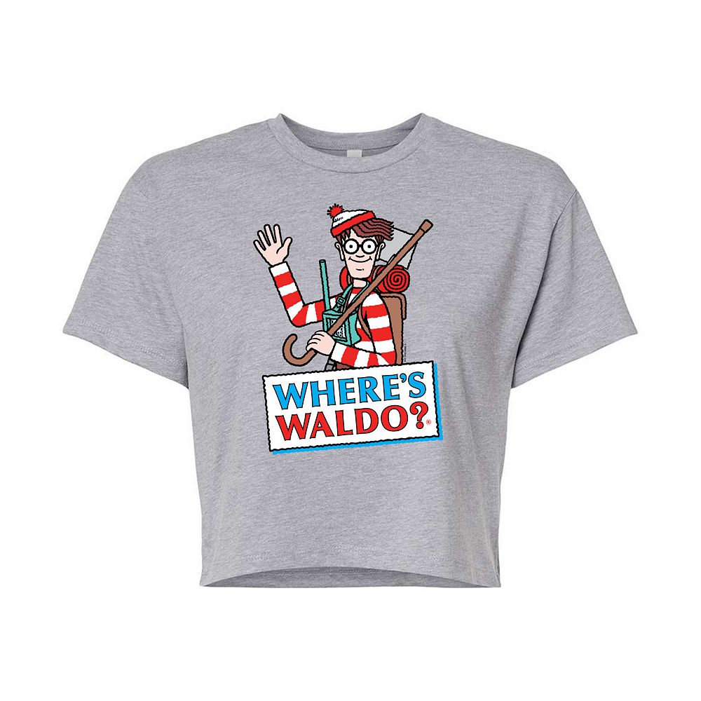 Juniors' Where's Waldo Logo Cropped Tee