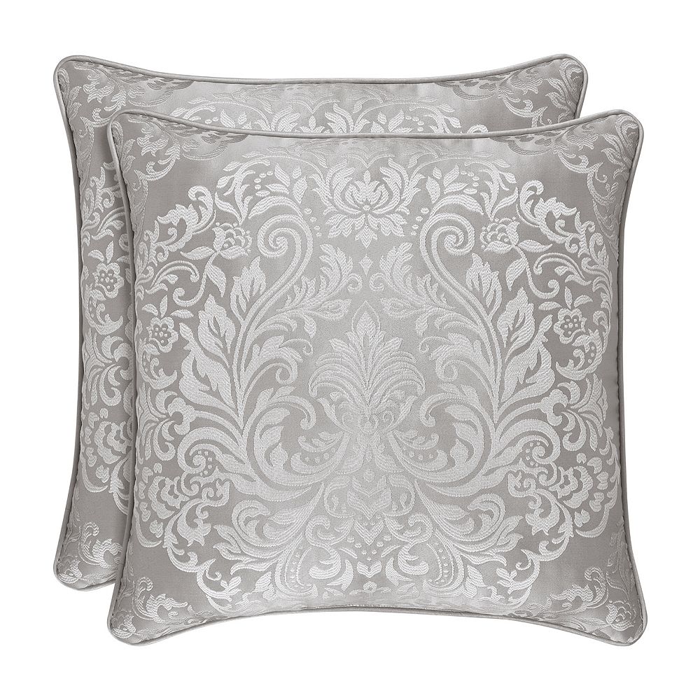Five Queens Court Lambert Silver 20" Square Decorative Throw Pillow