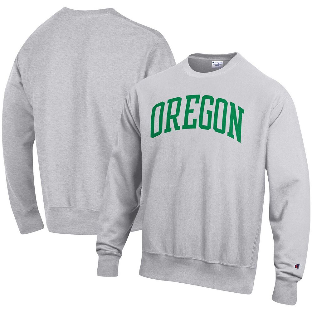 Men's Champion Heathered Gray Oregon Ducks Arch Reverse Weave Pullover ...