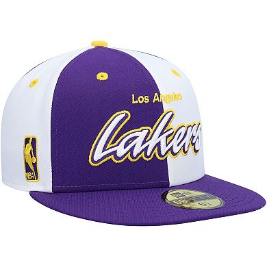 Men's New Era Purple/White Los Angeles Lakers Script Pinwheel 59FIFTY ...