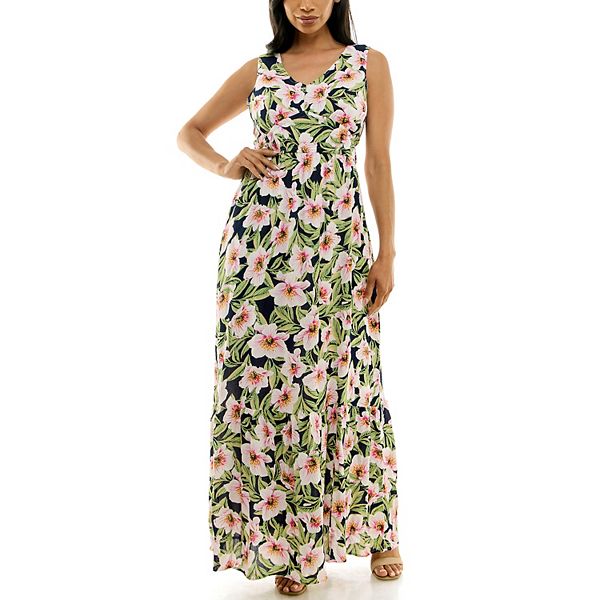 Women's Nina Leonard V-Neck Maxi Dress