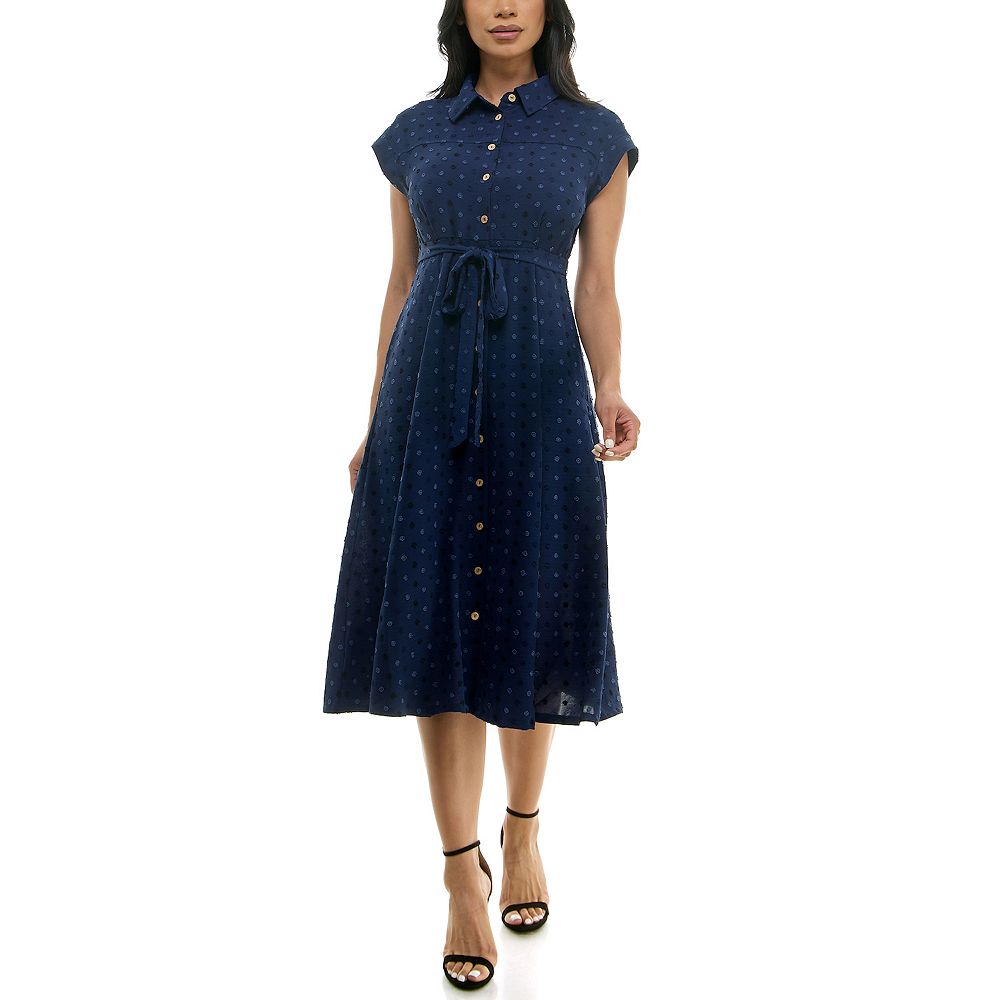 Women's Nina Leonard Collared Button Front Shirt Dress