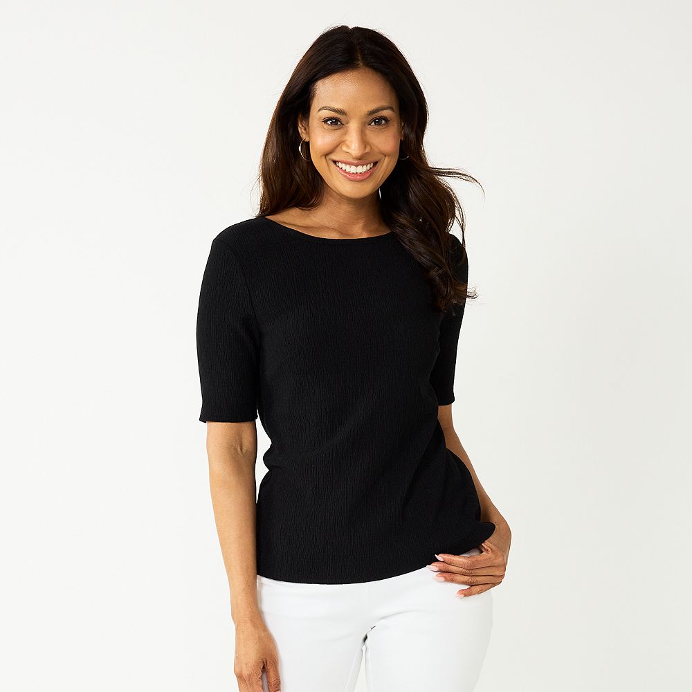Petite Croft & Barrow® Crinkle Knit Top