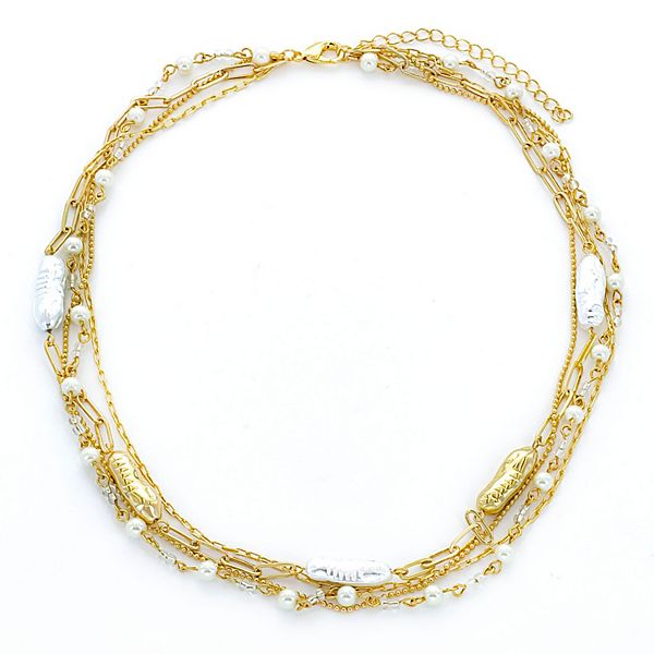 Pannee By Panacea Gold Tone Multirow Necklace Pannee By Panacea Gold Tone Multirow Necklace