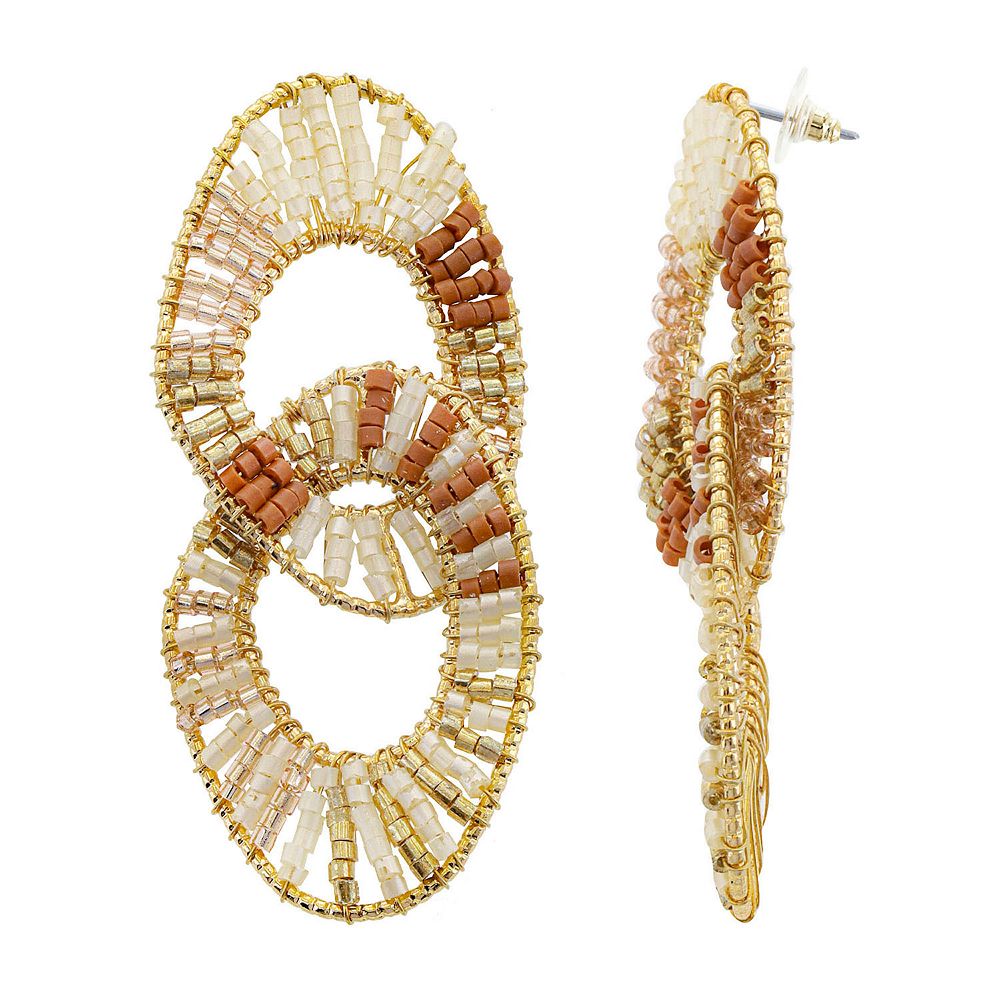 Pannee by Panacea Gold Tone Seed Bead Link Drop Earrings