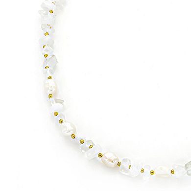 Pannee by Panacea Gold Tone Clear Chip Stone & Simulated Pearl Necklace