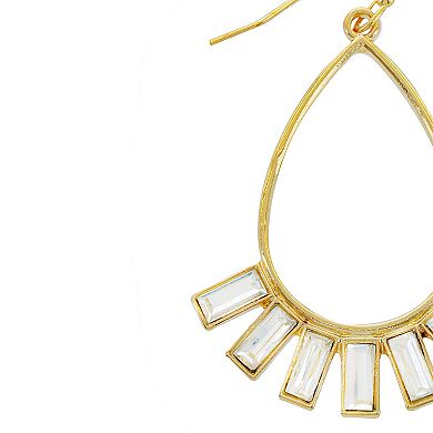 Pannee by Panacea Gold Tone Crystal Baguette Open Teardrop Drop Earrings