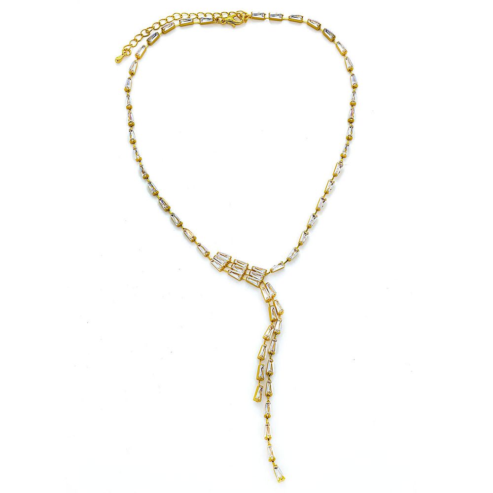 Pannee by Panacea Gold Tone Crystal Baguette Y-Necklace