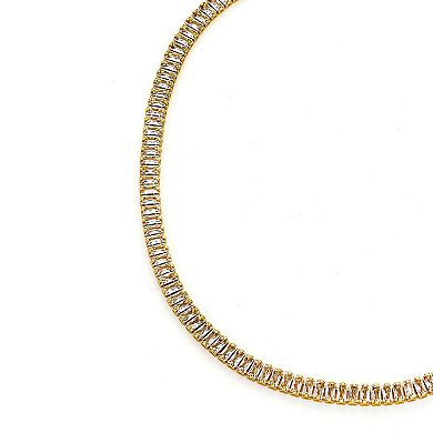 Pannee by Panacea Gold Tone Crystal Baguette Flat Collar Necklace