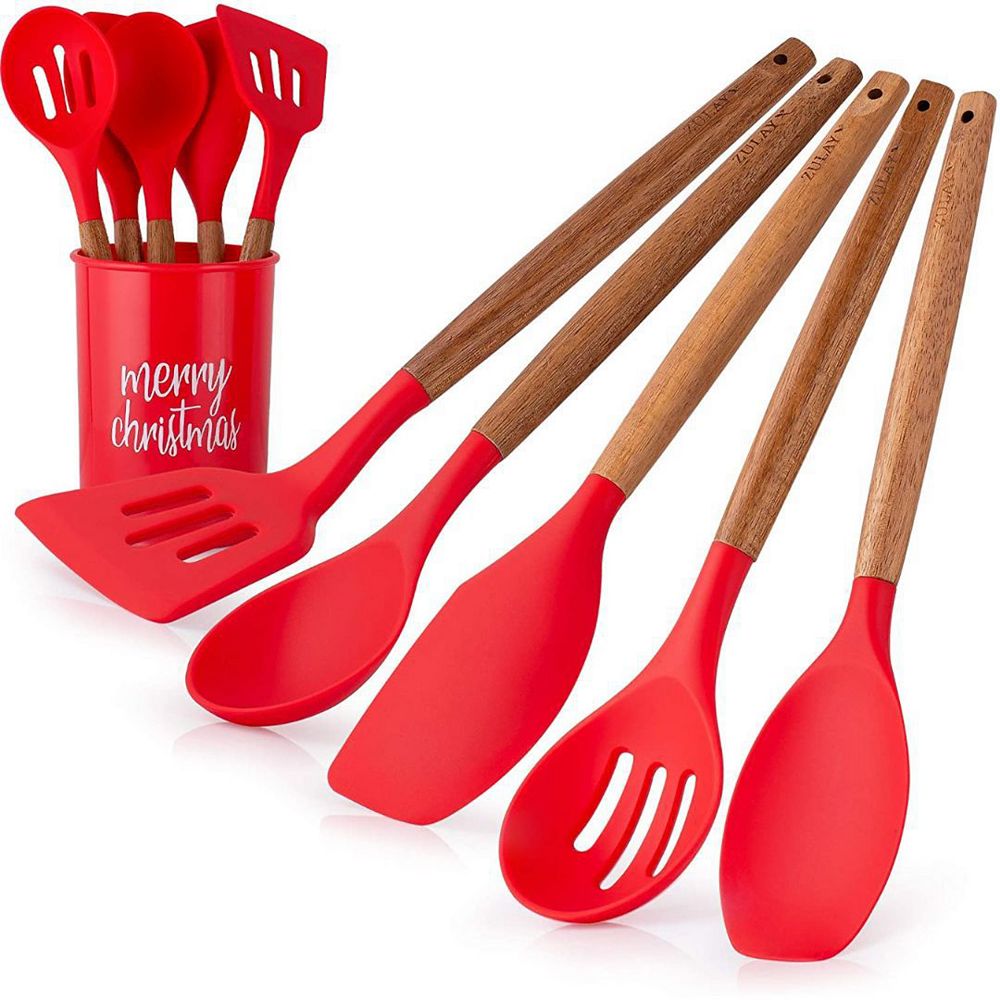 Zulay Kitchen Non-Stick Silicone Utensils Set (5-Piece) with Authentic ...