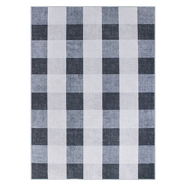World Rug Gallery Contemporary Checkered Machine Washable Area Rug