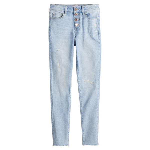 Girls 6-20 SO® Double Button Midrise Skinny Jeans in Regular & Plus Size