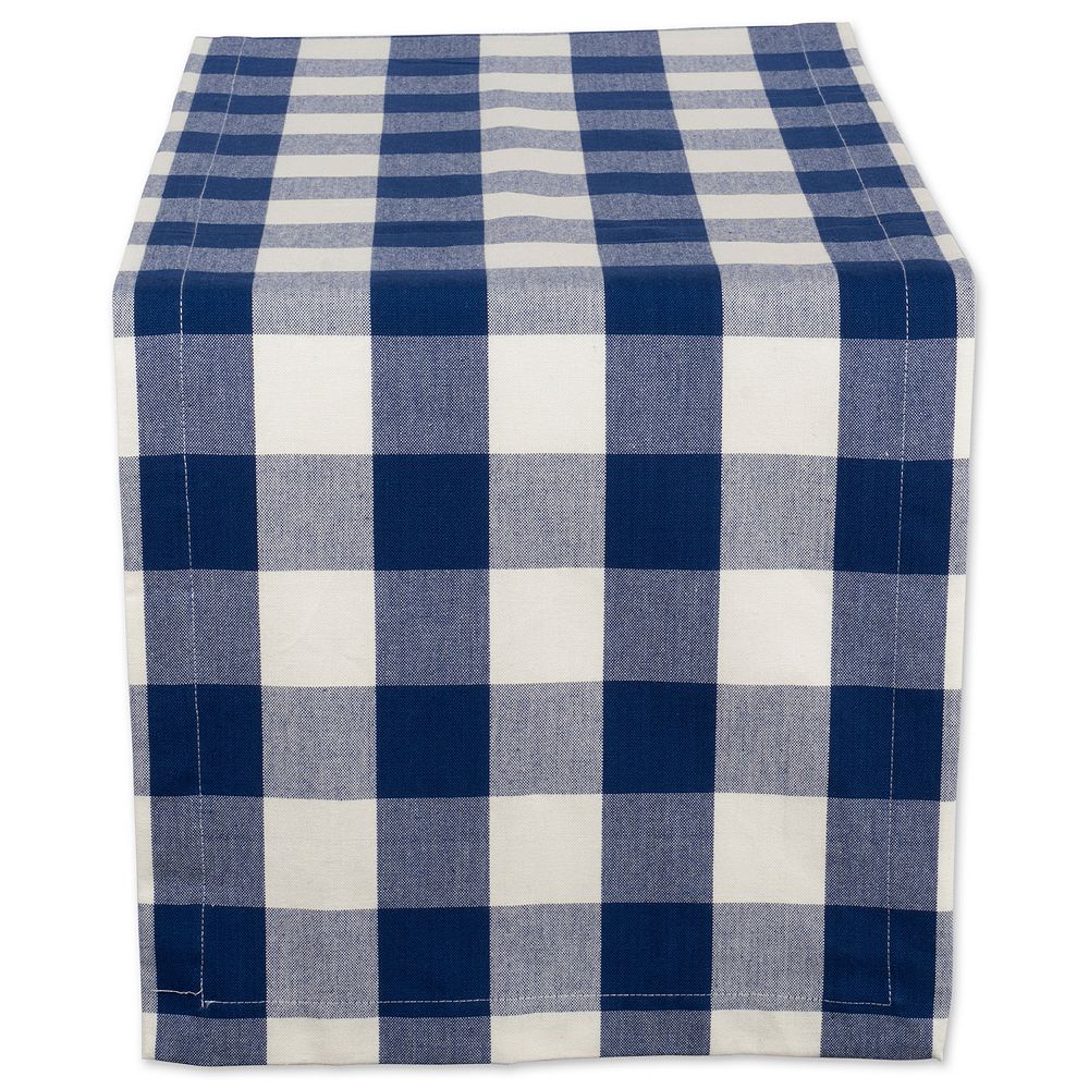 14" x 72" Navy Blue and Ivory Buffalo Checkered Pattern Rectangular ...