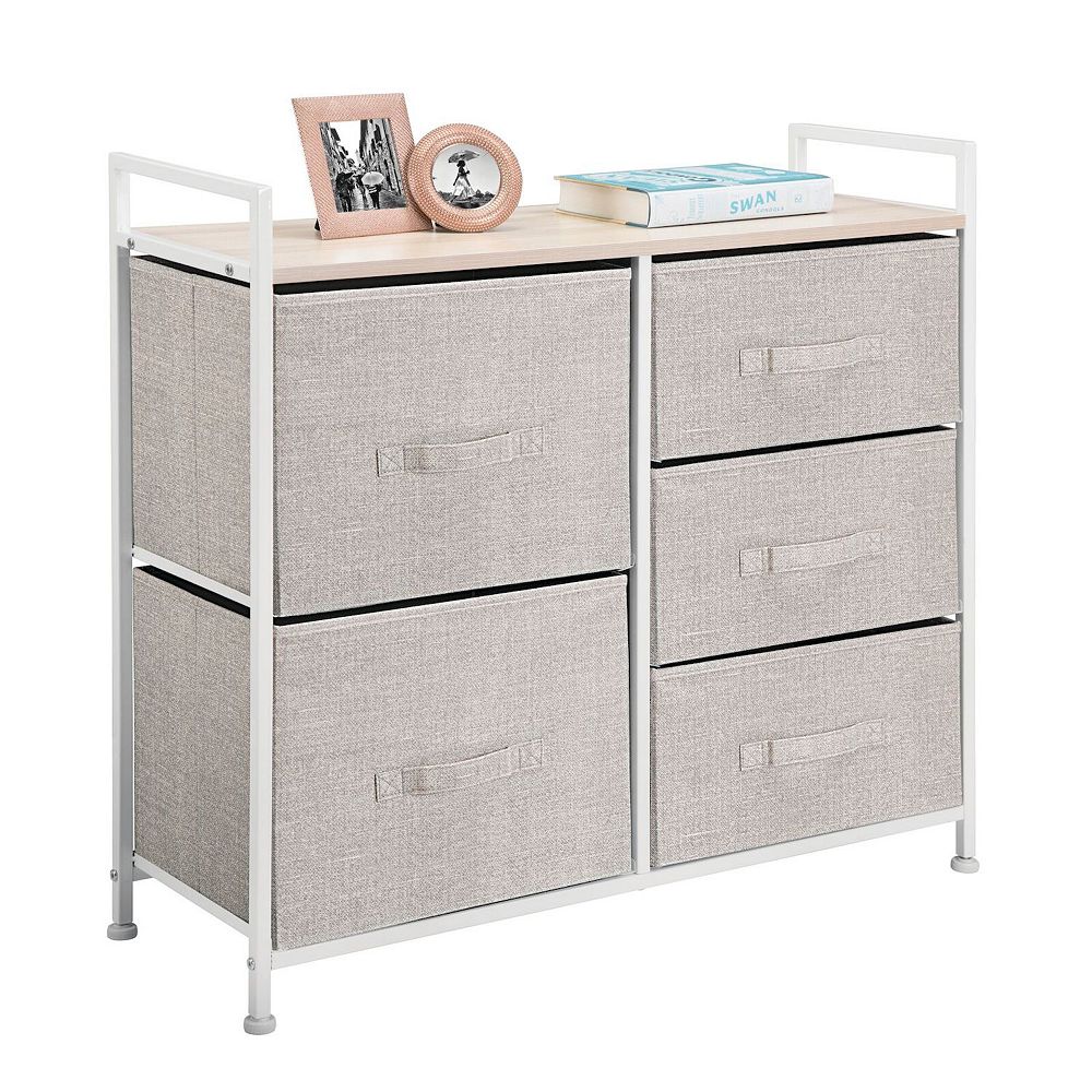 mDesign Storage Dresser Furniture with 5 Removable Fabric Drawers ...