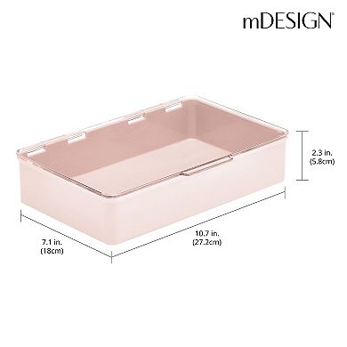 mDesign Plastic Stackable Organizer Container Box, Hinged Lid - Light ...