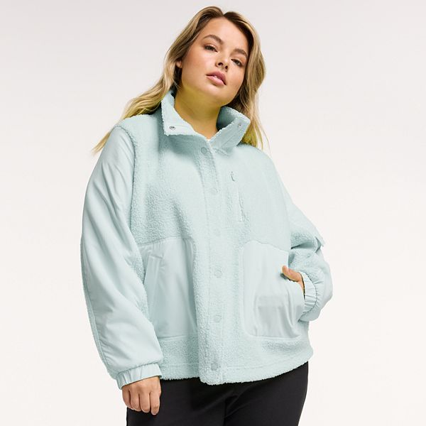 Plus Size FLX Boucle Mixed-Media Jacket