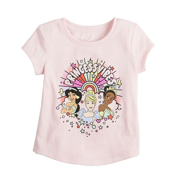 Disney Princesses Baby & Toddler Girl Short Sleeve Shirttail Graphic ...